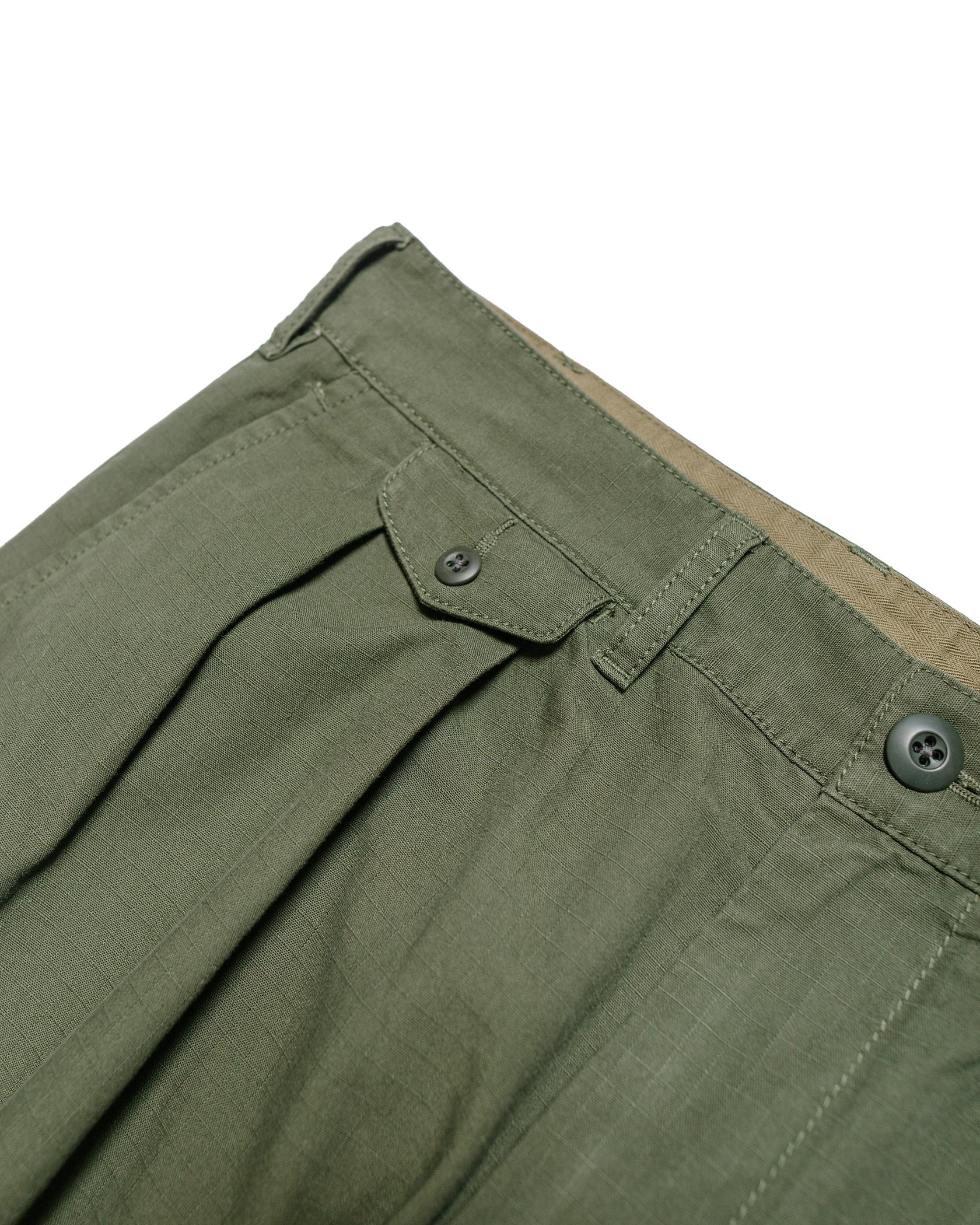 Beams Plus Lost & Found 2Pleats Cotton Ripstop Olive – lost & found